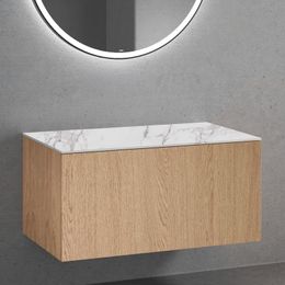 neoro n50 Unterschrank B: 100 cm mit 1 Auszug, mit glatter Eichenfront, BN0433BFO+BN0403C1,