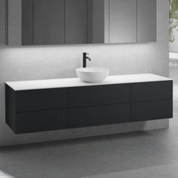 neoro n50 M&ouml;belanlage B: 200 cm mit 6 Ausz&uuml;gen, Waschtisch &Oslash; 40 cm wei&szlig; matt,, BN0064WM+BN0422BM+2#BN0421BM+BN0406WH,