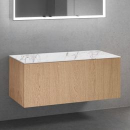 neoro n50 Unterschrank B: 120 cm mit 1 Auszug, mit glatter Eichenfront, BN0434BFO+BN0404C1,