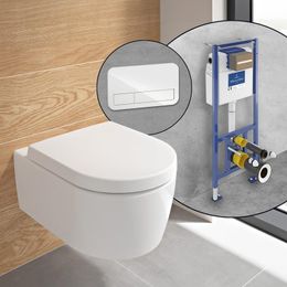 Villeroy & Boch Villeroy & Boch Embrace Wand-WC, Komplett-SET, mit Vorwandelement und ViConnect 200G Bet&auml;tigungsplatte, 5C24R0R1+922400RE#SET,