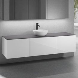 neoro n50 M&ouml;belanlage B: 200 cm mit 3 Ausz&uuml;gen, Waschtisch &Oslash; 45 cm wei&szlig; matt,, BN0106WM+BN0432WH+2#BN0431WH+BN0406GR,