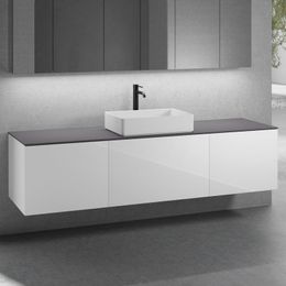 neoro n50 M&ouml;belanlage B: 200 cm mit 3 Ausz&uuml;gen, Waschtisch B: 58 cm wei&szlig; matt,, BN0065WM+BN0432WH+2#BN0431WH+BN0406GR,