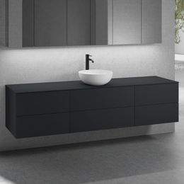 neoro n50 M&ouml;belanlage B: 200 cm mit 6 Ausz&uuml;gen, Waschtisch &Oslash; 45 cm wei&szlig; matt,, BN0106WM+BN0422BM+2#BN0421BM+BN0406BM,