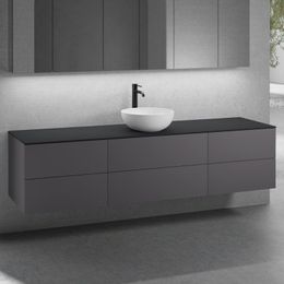 neoro n50 M&ouml;belanlage B: 200 cm mit 6 Ausz&uuml;gen, Waschtisch &Oslash; 45 cm wei&szlig; matt,, BN0106WM+BN0422GR+2#BN0421GR+BN0406BM,