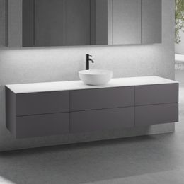 neoro n50 M&ouml;belanlage B: 200 cm mit 6 Ausz&uuml;gen, Waschtisch &Oslash; 40 cm wei&szlig; matt,, BN0064WM+BN0422GR+2#BN0421GR+BN0406WH,