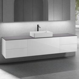 neoro n50 M&ouml;belanlage B: 220 cm mit 5 Ausz&uuml;gen, Waschtisch B: 58 cm wei&szlig; matt,, BN0065WM+2#BN0421WH+BN0433WH+BN0415GR,