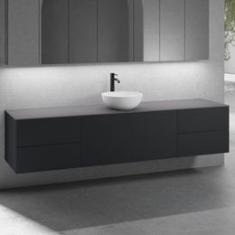 neoro n50 M&ouml;belanlage B: 220 cm mit 5 Ausz&uuml;gen, Waschtisch &Oslash; 40 cm wei&szlig; matt,, BN0064WM+2#BN0421BM+BN0433BM+BN0415GR,