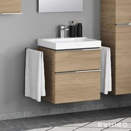 Geberit Xeno&sup2; Waschtisch, evineo ineo4 Unterschrank B: 60 cm, 2 Ausz&uuml;ge, mit Griff,, 500530011+BE0219OA,