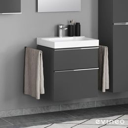 Geberit Xeno&sup2; Waschtisch, evineo ineo4 Unterschrank B: 60 cm, 2 Ausz&uuml;ge, mit Griff,, 500530011+BE0219AN,
