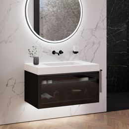 neoro n80 fumo Unterschrank B: 100 cm mit 1 Auszug, mit Parsolglasfront, Waschtisch area, BN0159WM+BN0433SG,
