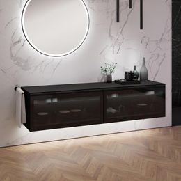 neoro n80 fumo Unterschrank B: 200 cm mit 2 Ausz&uuml;gen, mit Parsolglasfront, 2#BN0433SG+BN0406BM,