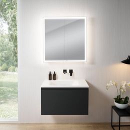 rivea Dia Unterschrank B: 81 cm mit 1 Auszug, Waschtisch ohne Hahnloch wei&szlig; matt, mit n60 Spiegelschrank f&uuml;r die Schweiz,, BR0037BM+BR0054WM+BN0500MI,