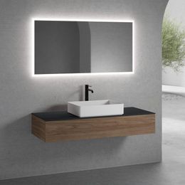 neoro n50 Unterschrank B: 140 cm mit 1 Auszug, Waschtisch B: 58 cm wei&szlig; matt, mit n30 Spiegel,, BN0065WM+BN0492WL+BN0408BM+BN0006MI,