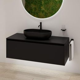 rivea Dia soleado Unterschrank B: 120 cm mit 1 Auszug, Waschtisch B: 60 cm schwarz matt,, BR0527BM+BR0108BM,