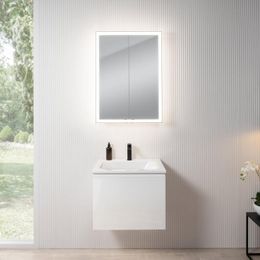 rivea Dia Unterschrank B: 61 cm mit 1 Auszug, Waschtisch mit 1 Hahnloch wei&szlig;, mit n60 Spiegelschrank f&uuml;r die Schweiz,, BR0036WH+BR0048WH+BN0499MI,