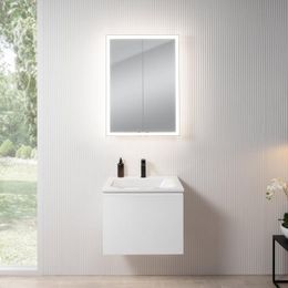 rivea Dia Unterschrank B: 61 cm mit 1 Auszug, Waschtisch mit 1 Hahnloch wei&szlig;, mit n60 Spiegelschrank f&uuml;r die Schweiz,, BR0036WM+BR0048WH+BN0499MI,