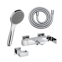 Fortis Wannenset mit Armatur, Handbrause mit 1 Strahlart, Brausehalter, Brauseschlauch, 8411100PC+5318501PC+53162125PC+15505PC,