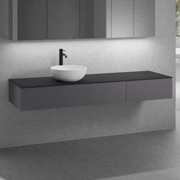 neoro n50 M&ouml;belanlage B: 180 cm mit 2 Ausz&uuml;gen, Waschtisch &Oslash; 40 cm wei&szlig; matt,, BN0064WM+BN0414GR+BN0411GR+BN0409BM,