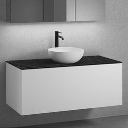 neoro n50 Unterschrank B: 120 cm mit 1 Auszug, Waschtisch &Oslash; 45 cm wei&szlig; matt,, BN0106WM+BN0434WM+BN0404C2,