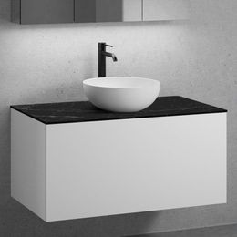neoro n50 Unterschrank B: 80 cm mit 1 Auszug, Waschtisch &Oslash; 40 cm wei&szlig; matt,, BN0064WM+BN0432WM+BN0402C1,