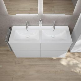Duravit ME by Starck Doppelwaschtisch, evineo ineo5 evo Unterschrank B: 128 cm, 4 Auszüge, mit Griffmulde,, 23361300001+BE0717WM,