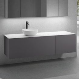 neoro n50 M&ouml;belanlage B: 180 cm mit 2 Ausz&uuml;gen, Waschtisch &Oslash; 40 cm wei&szlig; matt,, BN0064WM+BN0434GR+BN0431GR+BN0409WM,