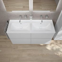 Duravit ME by Starck Doppelwaschtisch, evineo ineo5 evo Unterschrank B: 128 cm, 4 Auszüge, mit Griffmulde,, 23361300001+BE0717WH,