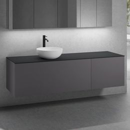 neoro n50 M&ouml;belanlage B: 180 cm mit 2 Ausz&uuml;gen, Waschtisch &Oslash; 40 cm wei&szlig; matt,, BN0064WM+BN0434GR+BN0431GR+BN0409BM,