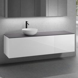 neoro n50 M&ouml;belanlage B: 180 cm mit 2 Ausz&uuml;gen, Waschtisch &Oslash; 40 cm wei&szlig; matt,, BN0064WM+BN0434WH+BN0431WH+BN0409GR,