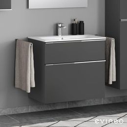 Geberit Renova Plan Slim Waschtisch, evineo ineo4 Unterschrank B: 80 cm, 2 Ausz&uuml;ge, mit Griff,, 122280600+BE0227AN,