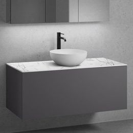 neoro n50 Unterschrank B: 120 cm mit 1 Auszug, Waschtisch &Oslash; 40 cm wei&szlig; matt,, BN0064WM+BN0434GR+BN0404C1,