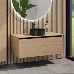 rivea Dia Unterschrank B: 120 mit 1 Auszug, Waschtisch &Oslash; 38 cm schwarz matt, BR0535BM+BR0039SO+BR0004SO,