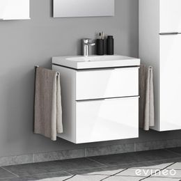 Geberit Acanto Waschtisch, evineo ineo4 Unterschrank B: 60 cm, 2 Ausz&uuml;ge, mit Griff,, 500620012+BE0219WH,
