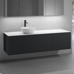 neoro n50 M&ouml;belanlage B: 180 cm mit 2 Ausz&uuml;gen, Waschtisch &Oslash; 40 cm wei&szlig; matt,, BN0064WM+BN0434BM+BN0431BM+BN0409WM,