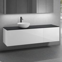 neoro n50 M&ouml;belanlage B: 180 cm mit 2 Ausz&uuml;gen, Waschtisch &Oslash; 40 cm wei&szlig; matt,, BN0064WM+BN0434WH+BN0431WH+BN0409BM,