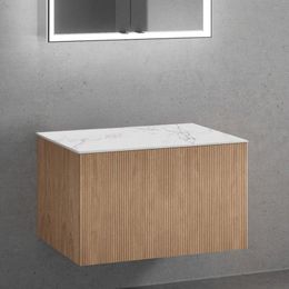 neoro n50 line Unterschrank B: 80 cm mit 1 Auszug, mit profilierter Eichenfront, BN0462BPO+BN0402C1,