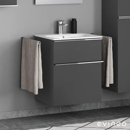 Geberit Renova Plan Slim Waschtisch, evineo ineo4 Unterschrank B: 60 cm, 2 Ausz&uuml;ge, mit Griff,, 122260000+BE0225AN,