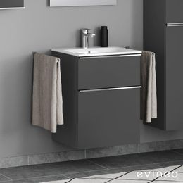 Geberit Renova Plan Slim Waschtisch, evineo ineo4 Unterschrank B: 55 cm, 2 Ausz&uuml;ge, mit Griff,, 122255000+BE0224AN,