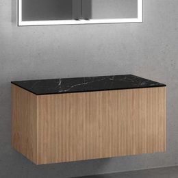 neoro n50 line Unterschrank B: 100 cm mit 1 Auszug, mit profilierter Eichenfront, BN0463BPO+BN0403C2,