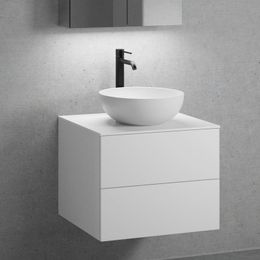 neoro n50 Unterschrank B: 60 cm mit 2 Ausz&uuml;gen, Waschtisch &Oslash; 40 cm wei&szlig; matt,, BN0064WM+BN0421WM+BN0401WH,