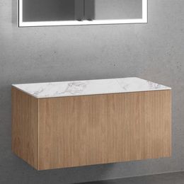 neoro n50 line Unterschrank B: 100 cm mit 1 Auszug, mit profilierter Eichenfront, BN0463BPO+BN0403C1,