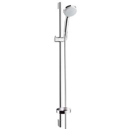 Hansgrohe Croma 100 Brausegarnitur mit Stange und Ablage, 4 Strahlarten, 27771000,