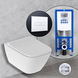 Geberit Smyle Square Compact Komplett-SET Wand-WC mit neeos Vorwandelement,, 500379011+16601WH#SET,