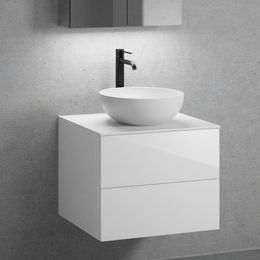 neoro n50 Unterschrank B: 60 cm mit 2 Ausz&uuml;gen, Waschtisch &Oslash; 40 cm wei&szlig; matt,, BN0064WM+BN0421WH+BN0401WM,