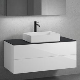 neoro n50 Unterschrank B: 120 cm mit 2 Ausz&uuml;gen, Waschtisch B: 58 cm wei&szlig; matt,, BN0065WM+BN0424WH+BN0404BM,