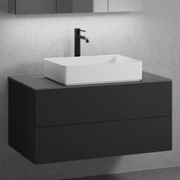 neoro n50 Unterschrank B: 100 cm mit 2 Ausz&uuml;gen, Waschtisch B: 58 cm wei&szlig; matt,, BN0065WM+BN0423BM+BN0403GR,