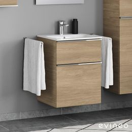 Geberit Renova Plan Slim Waschtisch, evineo ineo4 Unterschrank B: 55 cm, 2 Ausz&uuml;ge, mit Griff,, 122255600+BE0224OA,