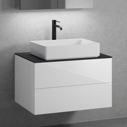 neoro n50 Unterschrank B: 80 cm mit 2 Ausz&uuml;gen, Waschtisch B: 58 cm wei&szlig; matt,, BN0065WM+BN0422WH+BN0402BM,