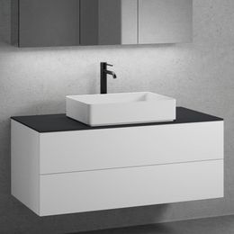 neoro n50 Unterschrank B: 120 cm mit 2 Ausz&uuml;gen, Waschtisch B: 58 cm wei&szlig; matt,, BN0065WM+BN0424WM+BN0404BM,