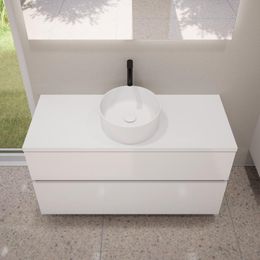 evineo ineo5 evo Unterschrank B: 120 cm mit 2 Ausz&uuml;gen, ineo7 Waschtisch &Oslash; 36 cm wei&szlig; matt,, BE0959WH+BE0965WH+BE0942WM,